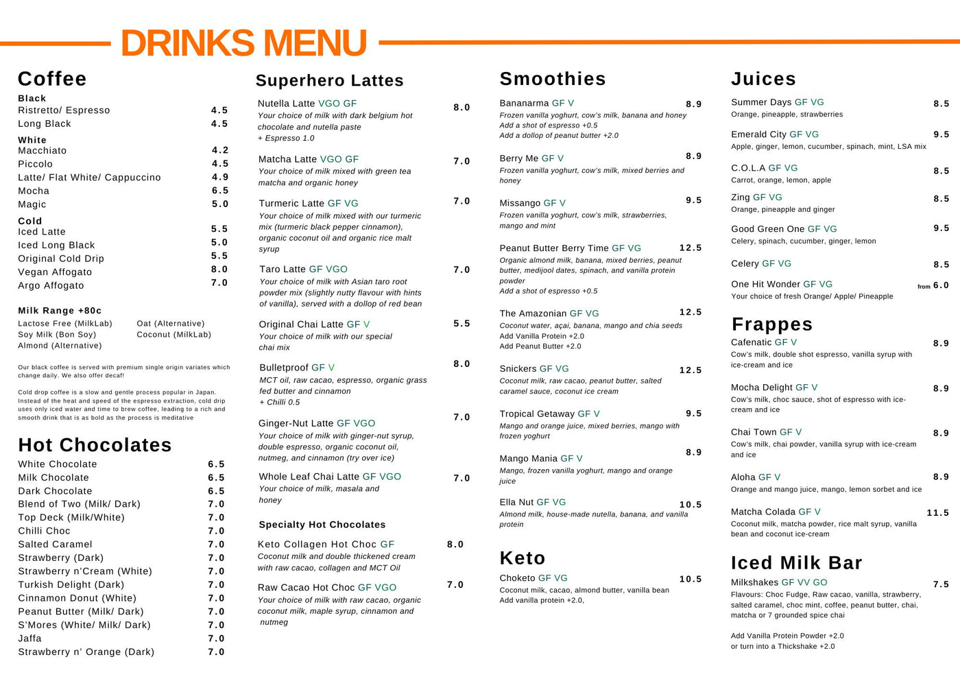 Argo On The Parade & Square Menu